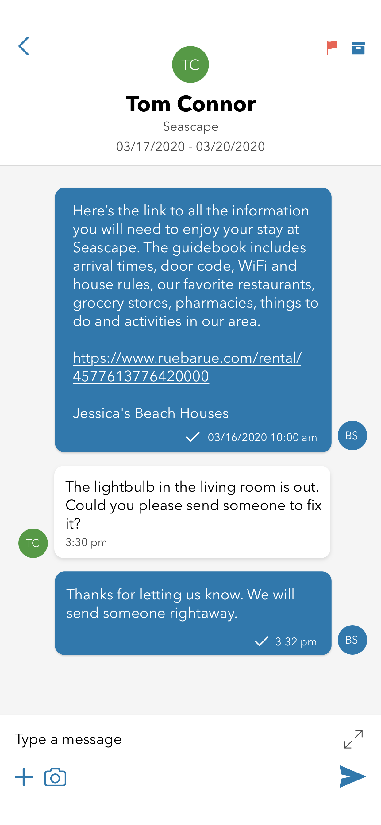 RueBaRue Guest SMS Messaging App - Details